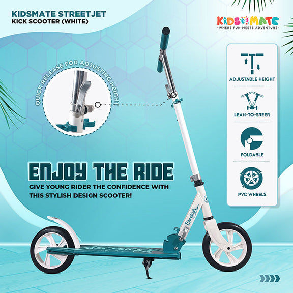 Kidsmate StreetJet Kick Scooter for Aged 6+ Years | Kids & Adult Scoot ...